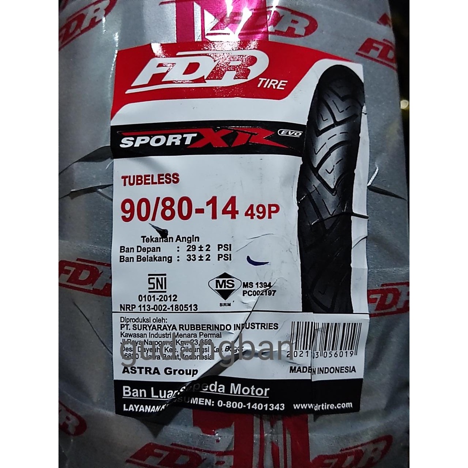 Jual ( RING 14 ) FDR Sport XR EVO 90 / 80 - 14 Tubeless Ban Luar Motor matic vario beat FREE ...