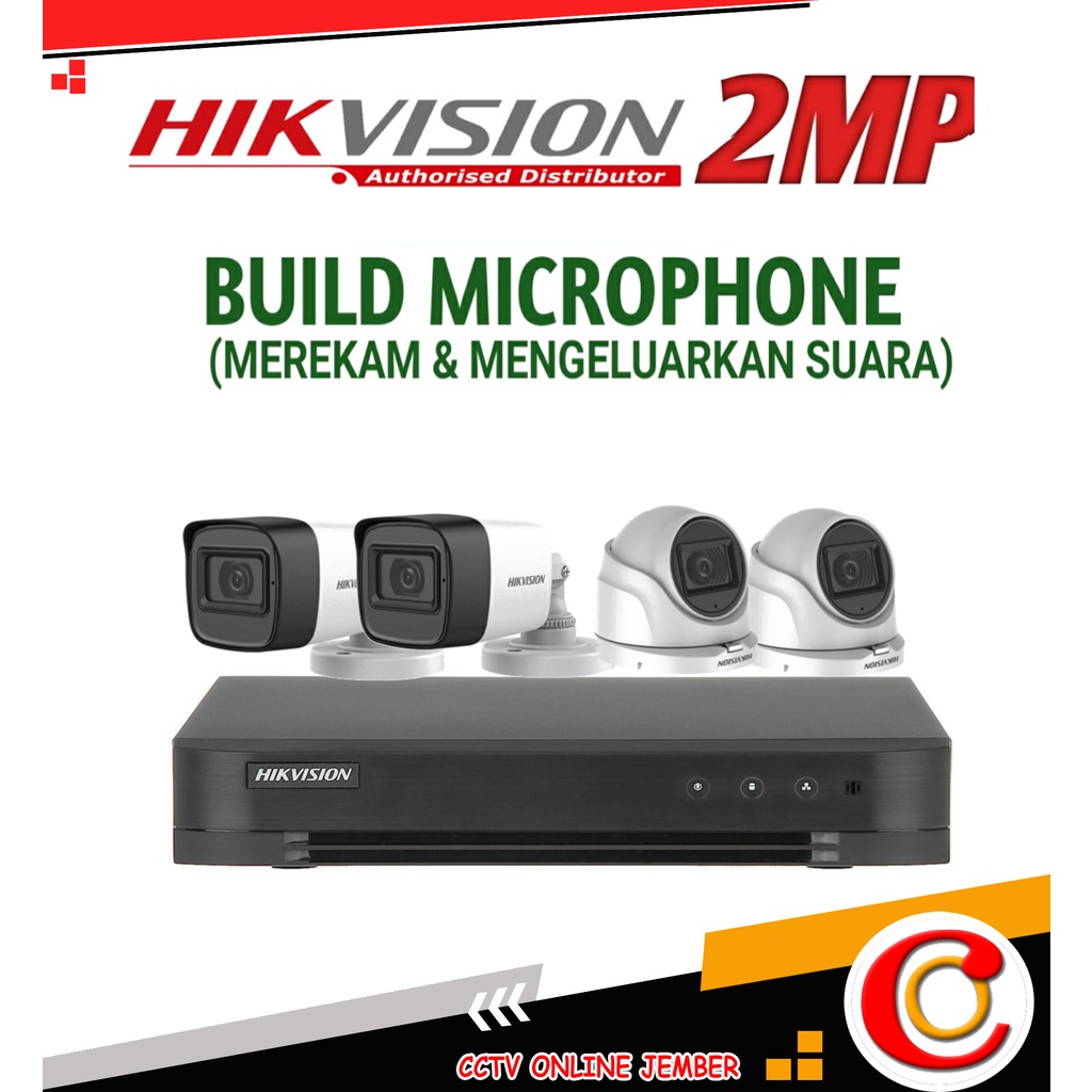 Jual PAKET CCTV HIKVISION MIC AUDIO 2MP 4 CAMERA BUILD MICROPHONE DAN ...
