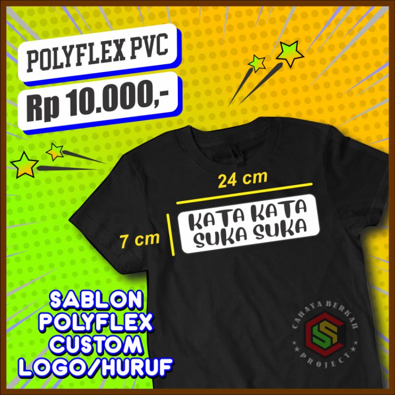 Jual sablon setrika sablon polyflex custom tulisan dan gambar 1 warna ...