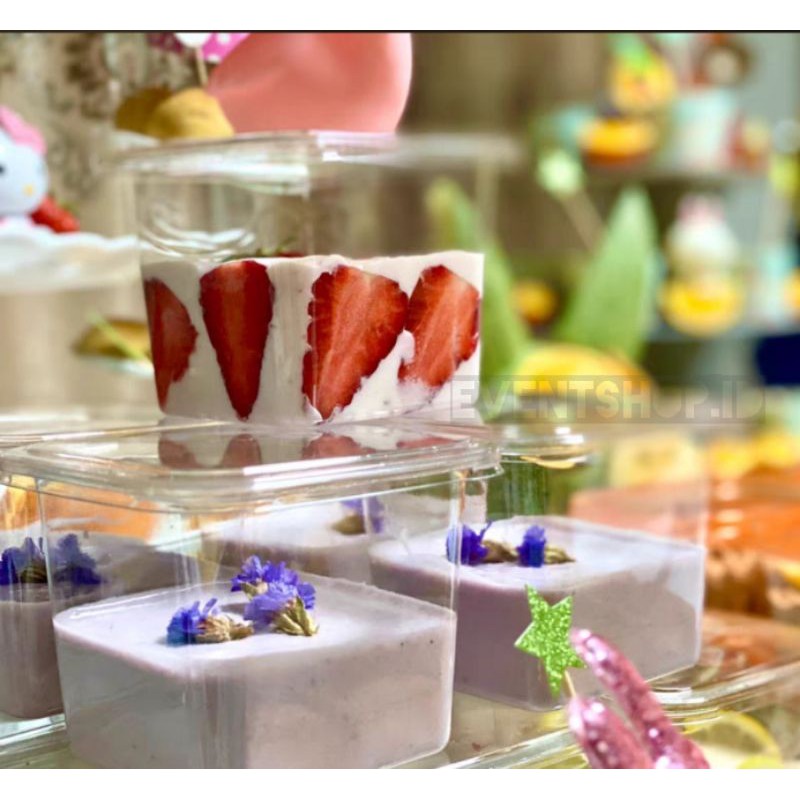 Jual box mika/korean box/box kue/dessert box/pudding/cup puding/cup ...