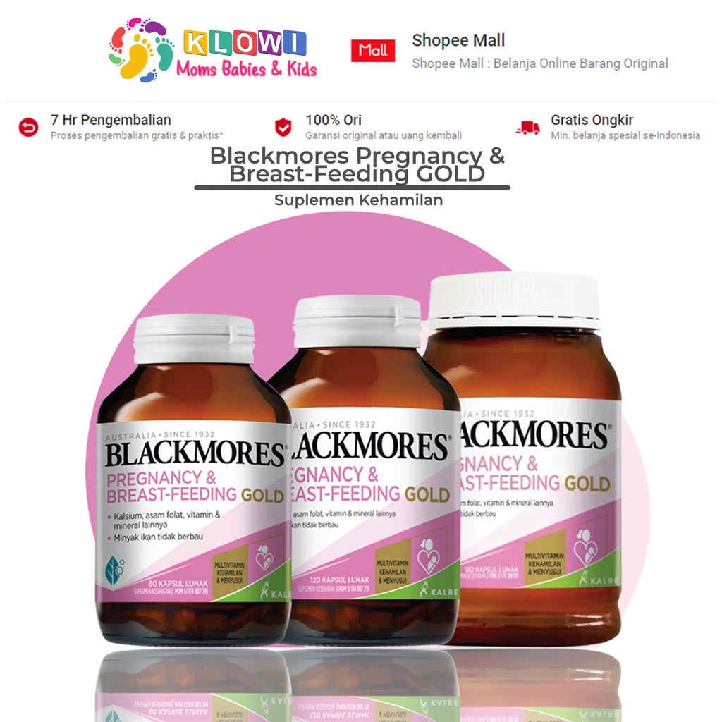 Jual Blackmores Pregnancy & Breastfeeding Gold / Blackmores I-Folic ...