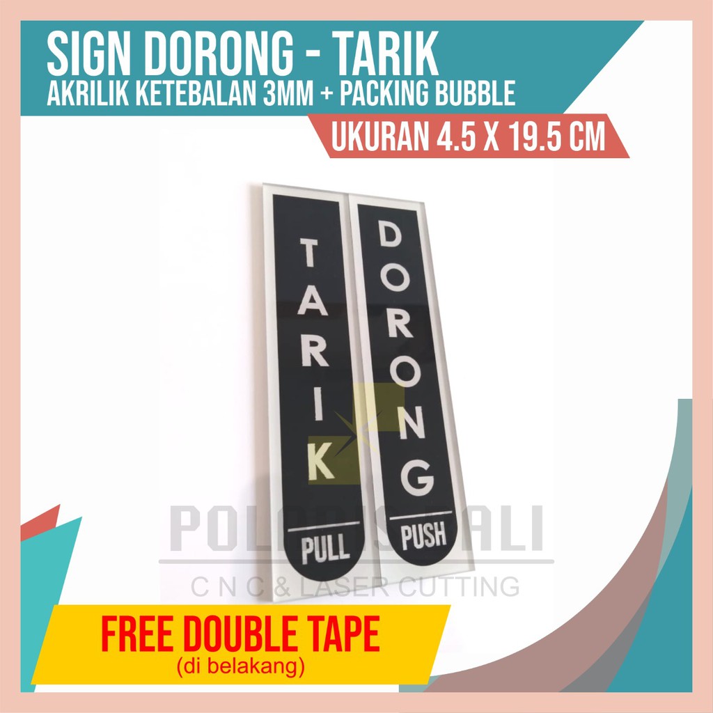 Jual PUSH PULL SIGN/DORONG TARIK SIGN/PAPAN INFO ACRYLIC RECTANGLE SIGN ...