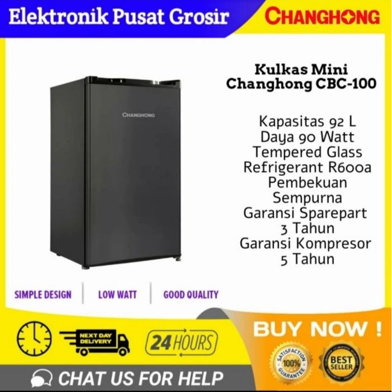 Jual KULKAS PORTABLE CHANGHONG CBC-100 LEMARI ES MINI 1 PINTU 100 LITER ...