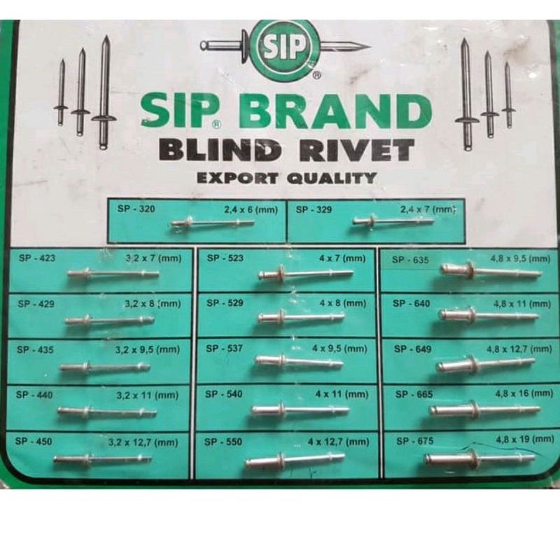 Jual SIP Paku Rivet 540 Ukuran 4 X 11mm Blind Rivet Isi 50 Pcs | Shopee ...