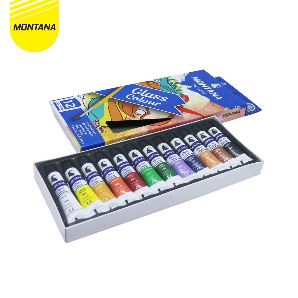 Jual Montana Glass Color 12 Warna Tube/Cat Akrilik TGC-12 PT | Shopee ...