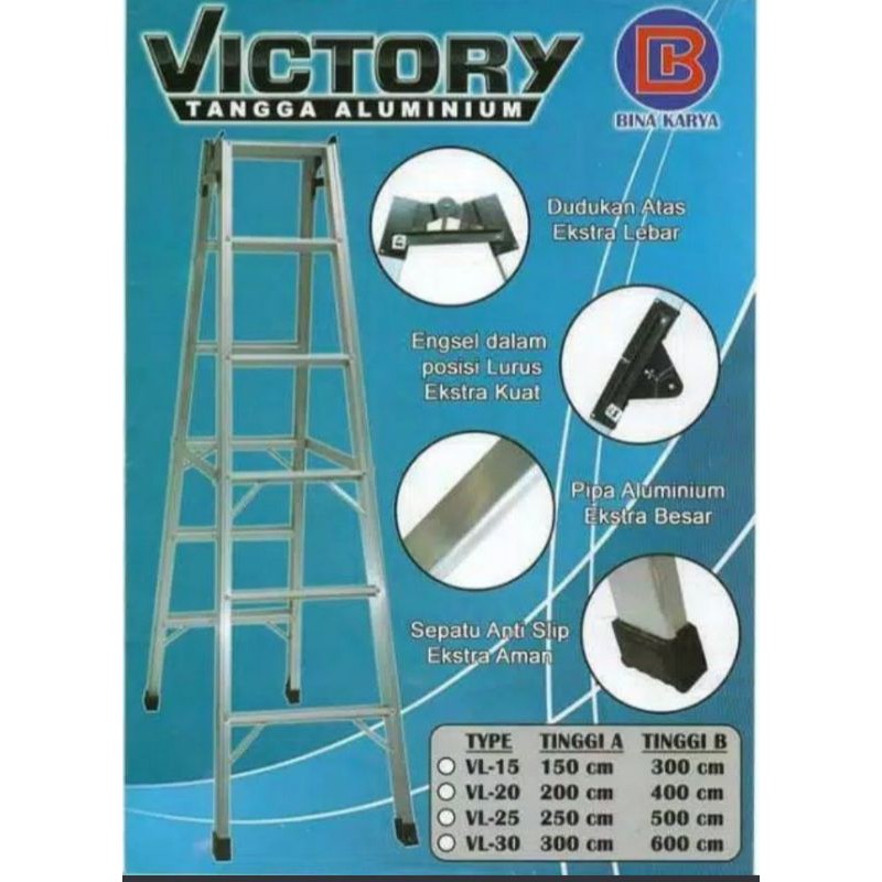 Jual tangga lipat alumunium 150cm/kaki lebar/merk bina karya | Shopee ...