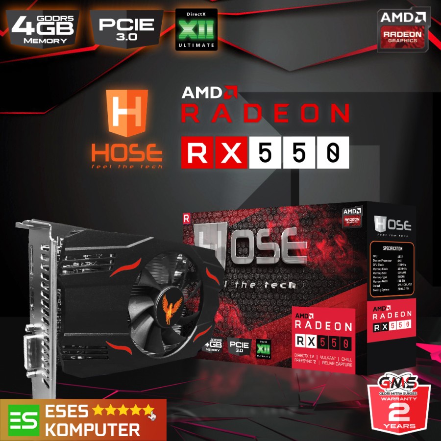 Jual VGA HOSE Radeon RX 550 4GB GDDR5 - Garansi Resmi 2 Tahun | Shopee ...