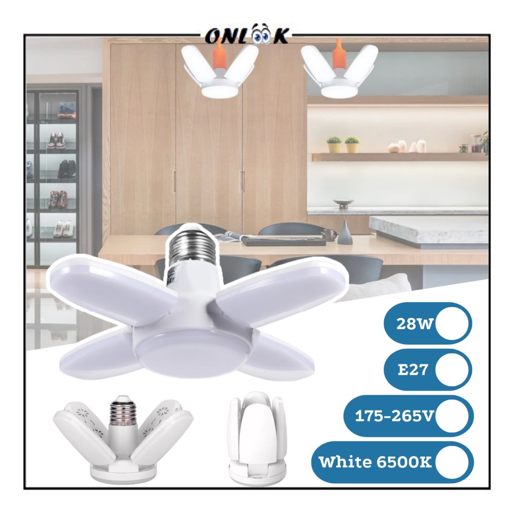 Jual Lampu Bohlam Lipat Mini Model Kipas 4 Baling 28W 40W Mini Fan ...