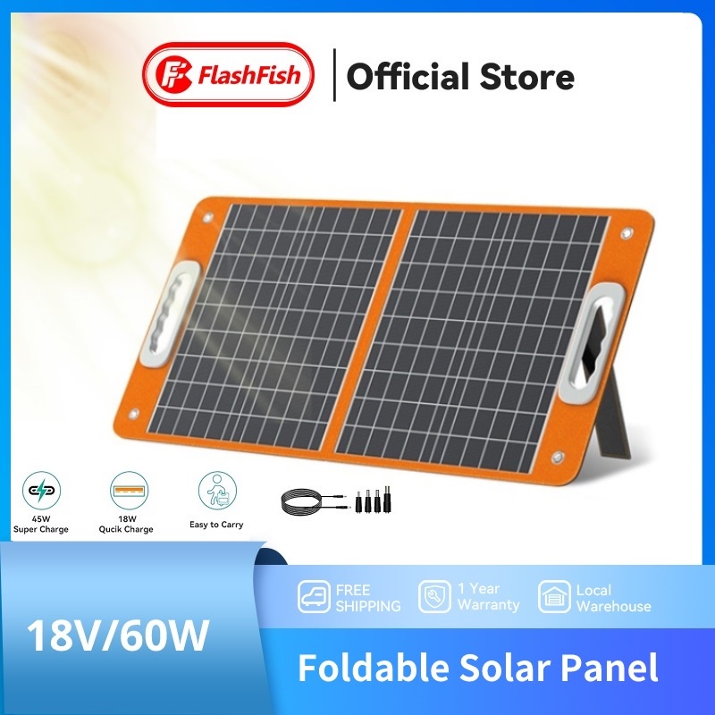 Jual (Ready) FlashFish Panel Surya Mono 60wp Portable Solar Panel ...