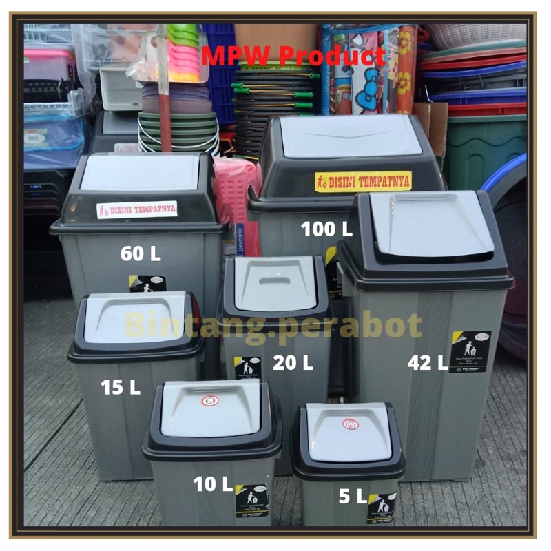 Jual MPW PRODUCT - Tempat Sampah MPW Abu Silver 5L 10L 15L 20L 42L 65L 100L / Tong Sampah ...