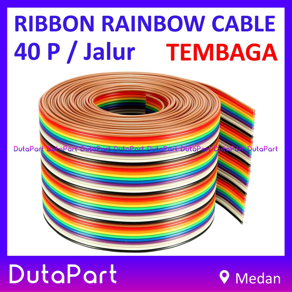 Jual 40 Pin / Jalur Kabel Pelangi Rainbow Ribbon Dupont Cable Harga 1 ...