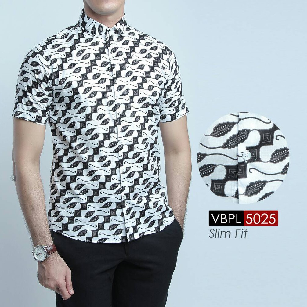 Jual KEMEJA LENGAN PENDEK KERJA BATIK PRIA MODERN SLIM FIT VBPL 5025 ...