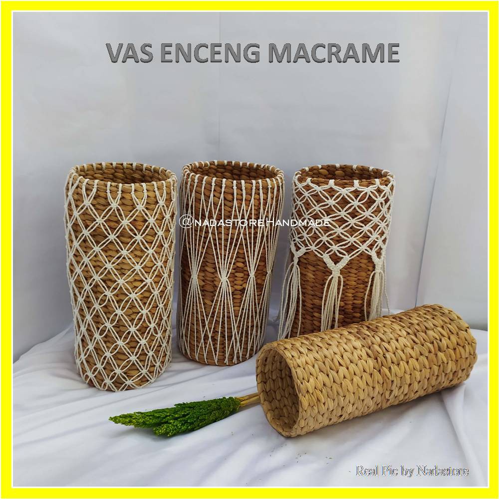 Jual VAS BUNGA KERING ANYAMAN ENCENG GONDOK MACRAME | Shopee Indonesia