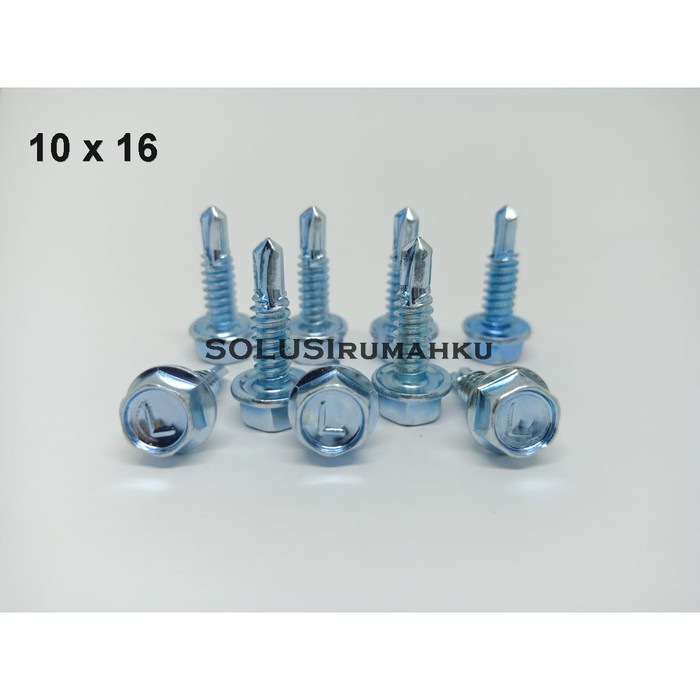 Jual 50 PCS SKRUP ROOFING PUTIH 10X16 Sekrup Baut BAJA RINGAN 16 mm ...