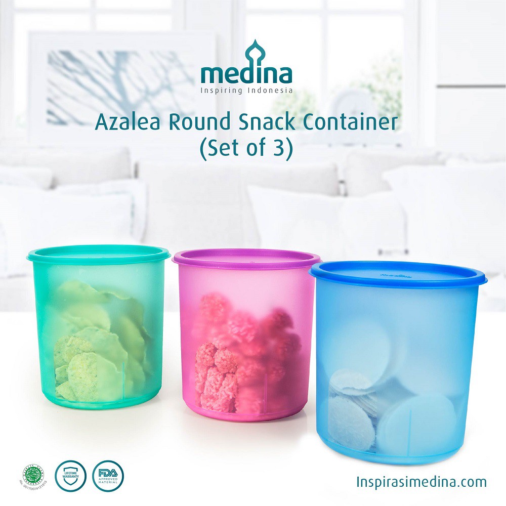 Jual Medina Food Storeage Azalea Round Snack Container Set Isi 3 Pcs ...