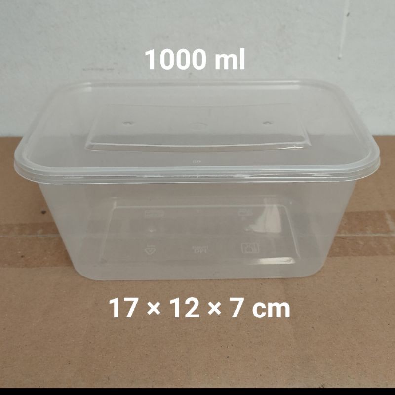 Jual Thinwall 1000 ml/ Kotak Plastik 1000 ml/ Food Container/ Kotak Makan isi 10pcs | Shopee ...