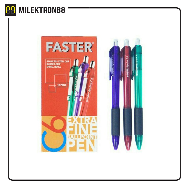 Jual FASTER Pulpen C6 Ballpoint Cetek Tinta Hitam | Shopee Indonesia