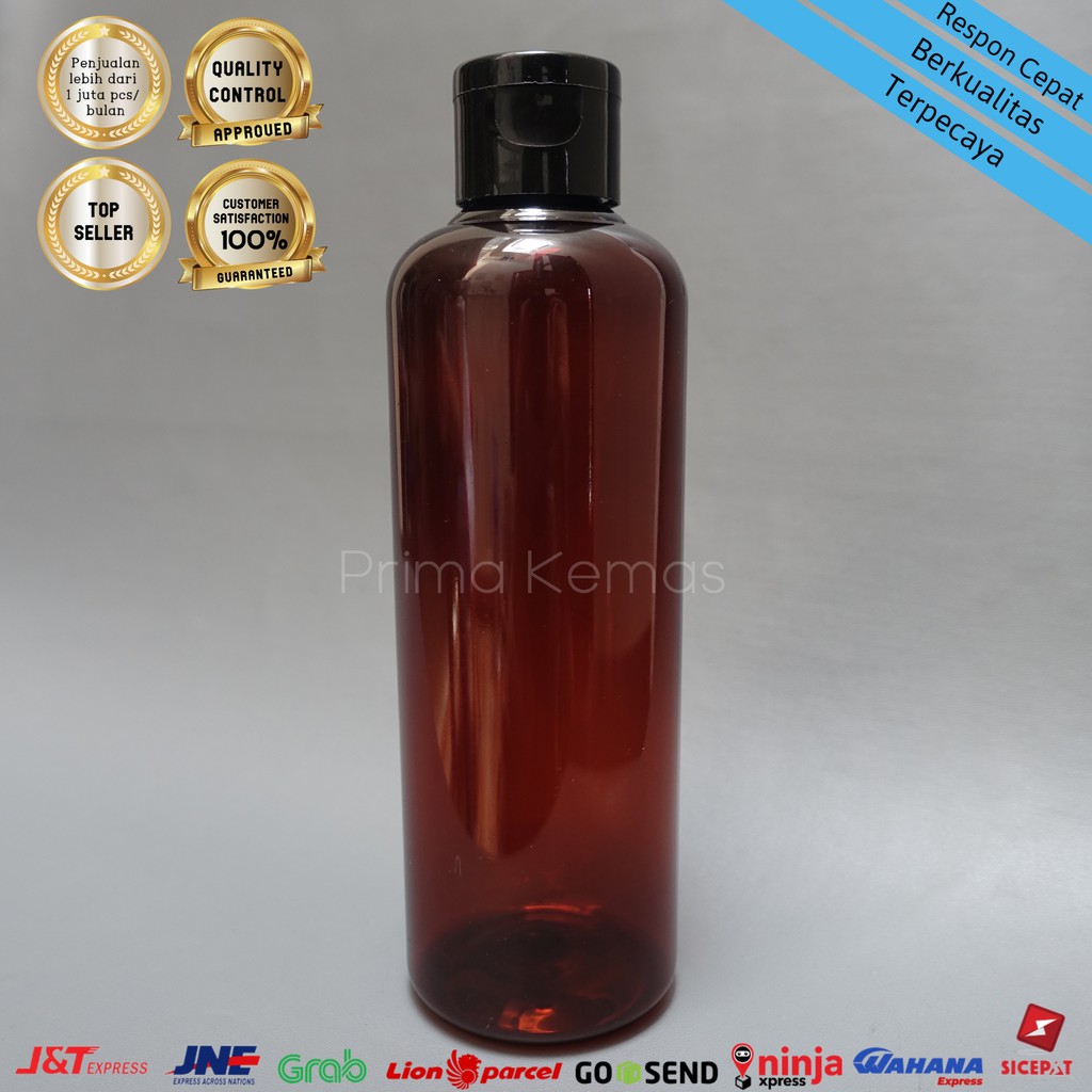 Jual Botol Fliptop 250 ml - botol kosmetik 250 ml - botol skincare Pet 250 ml Coklat | Shopee ...