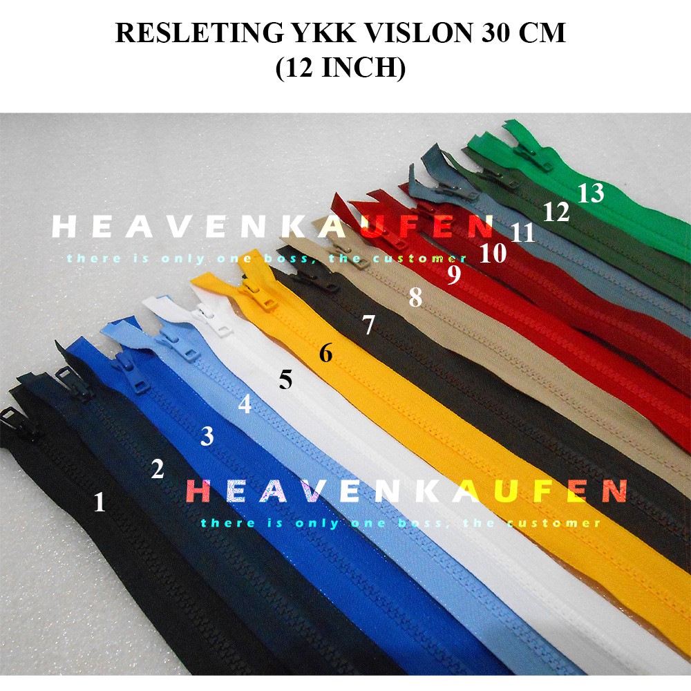 Jual Resleting Zipper 30 cm (12 inch) YKK Vislon No 5 Warna Warni | Shopee Indonesia