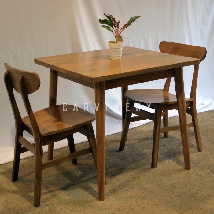 Jual Set Meja Makan Minimalis 2 Kursi / Kursi Cafe Kayu Jati Ropan | Shopee Indonesia