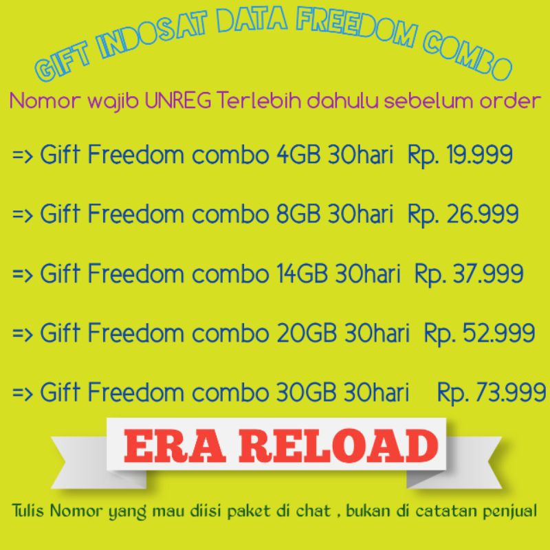 Jual INDOSAT DATA FREEDOM COMBO ( Wajib UNREG sebelum order) | Shopee ...