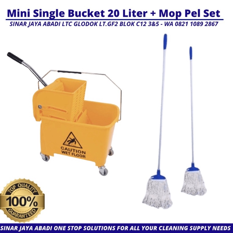 Jual Mini Single Bucket Ember Dengan Pemeras Wringer 20 Liter + 1 Mop ...