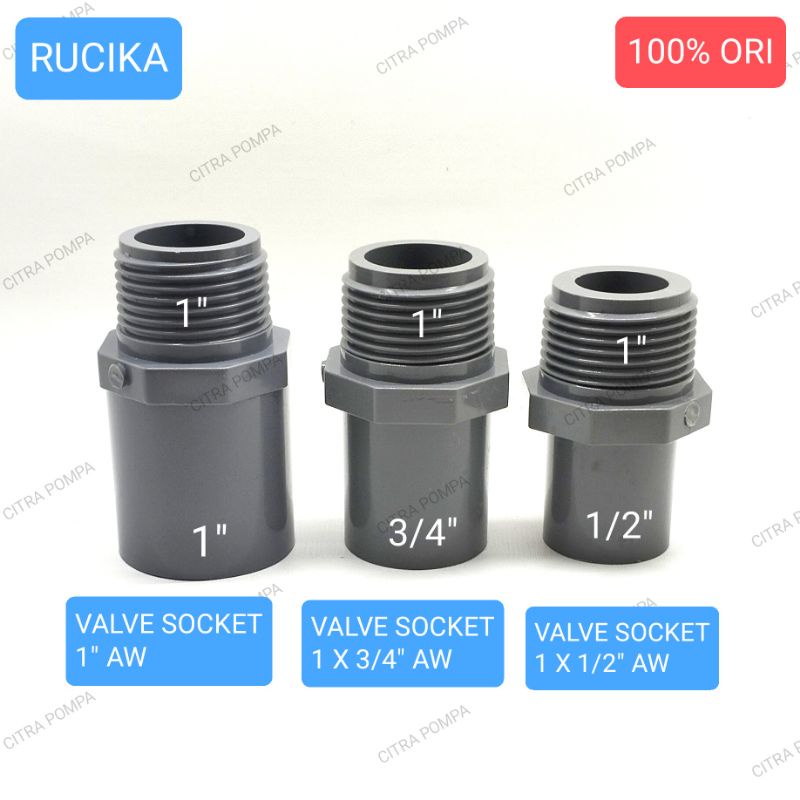 Jual RUCIKA SDL 1" AW / VALVE SOCKET 1" AW / 1X1/2" AW / SOK DRAT LUAR ...