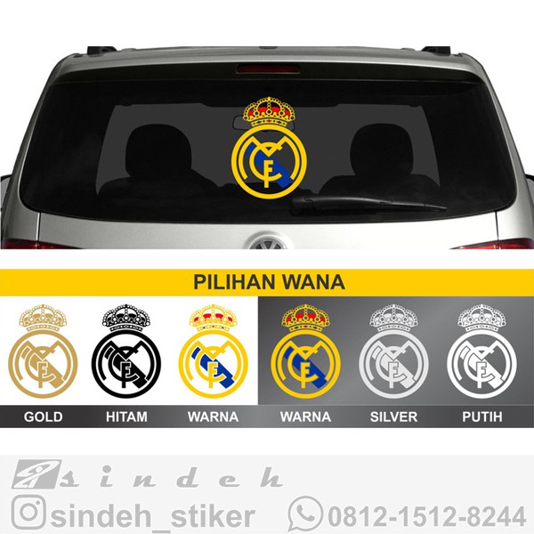 Jual cutting sticker mobil real madrid logo club sepak bola stiker kaca ...