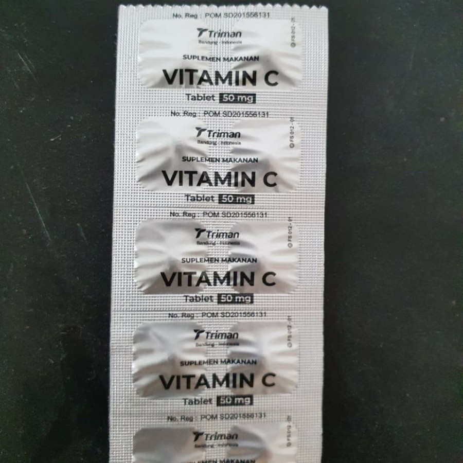 Jual Vitamin C 50 mg Triman (1 Box = 100 Tablet) | Shopee Indonesia