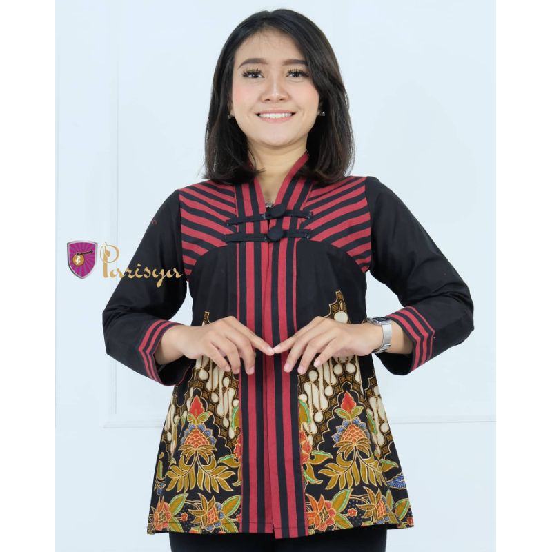 Jual Blus batik gunungan kombinasi tenun lurik | Shopee Indonesia