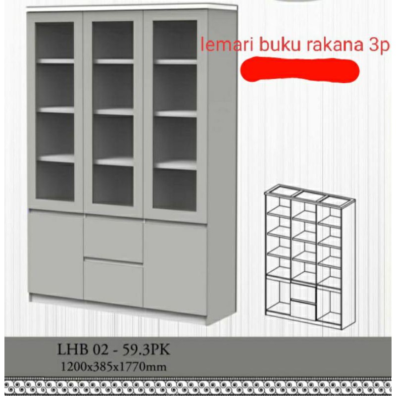 Jual Rak Buku Lemari Hias Lemari Kabinet 3 Pintu LHG Rakana 3 PK | Shopee Indonesia