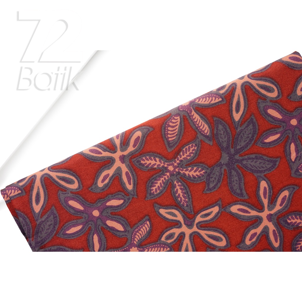 Jual KAIN BATIK PREMIUM Bahan Katun Motif Daun Pepaya Chaya Warna Merah ...