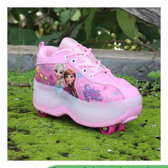 Jual JVK NEW SEPATU RODA ANAK BISA NYALA RODA 4 KARAKTER FROZEN PINK ...