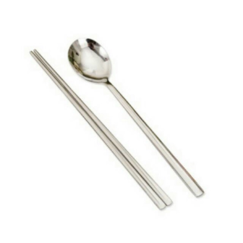 Jual Sujeo Sendok Sumpit Korea Stainless Steel Motif Bunga (Sendok ...