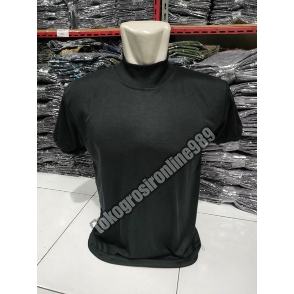 Jual Kaos polos warna hitam model kerah tinggi | Shopee Indonesia