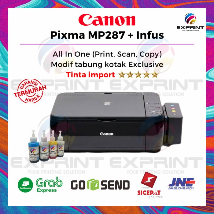 Jual Printer Canon Pixma Mp287 + infus tabung Kotak - Tinta Standar ...