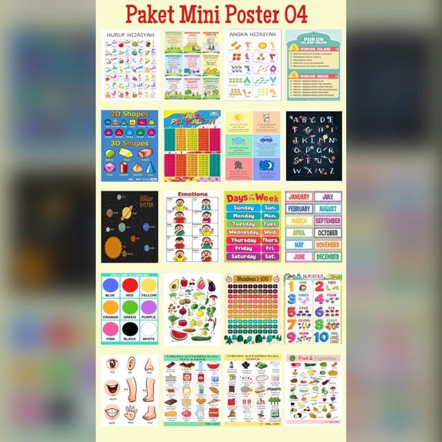 Jual PAKET 20 POSTER EDUKASI POSTER ANAK POSTER PENDIDIKAN ANAK POSTER ...