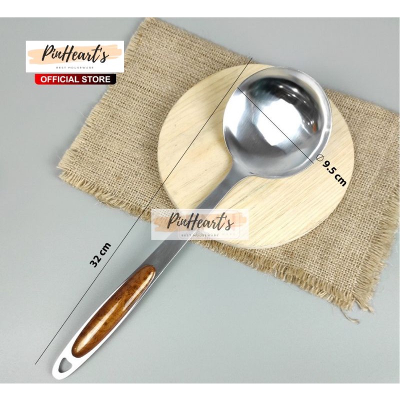 Jual SPATULA SUTIL SENDOK GORENG STAINLESS STEEL GAGANG COKLAT KAYU ...