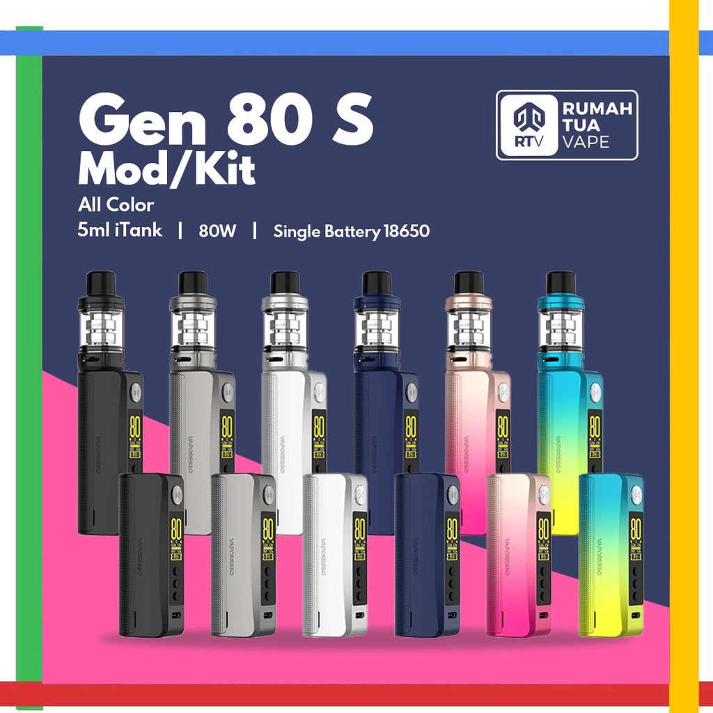 Jual GEN 80 S 80W SINGLE BATTERY 18650 MOD ONLY / KIT BY VAPORESSO ...