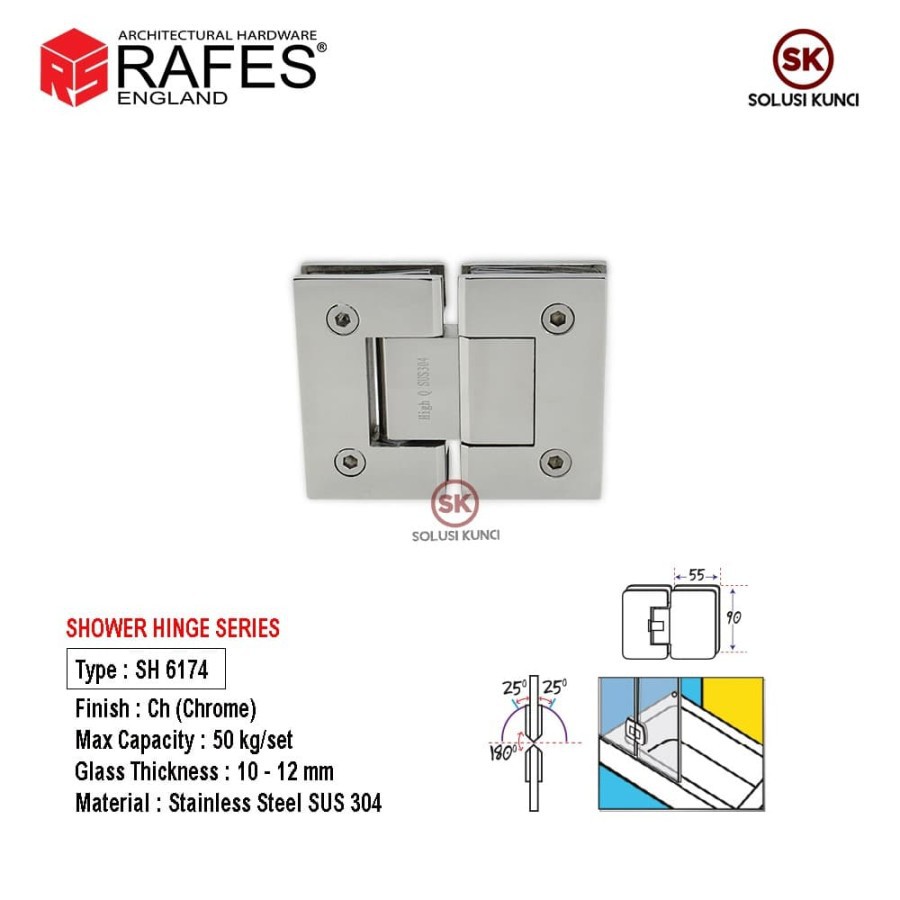 Jual Engsel Pintu Kaca SHOWER RAFES England Stainless Steel SUS 304 ...