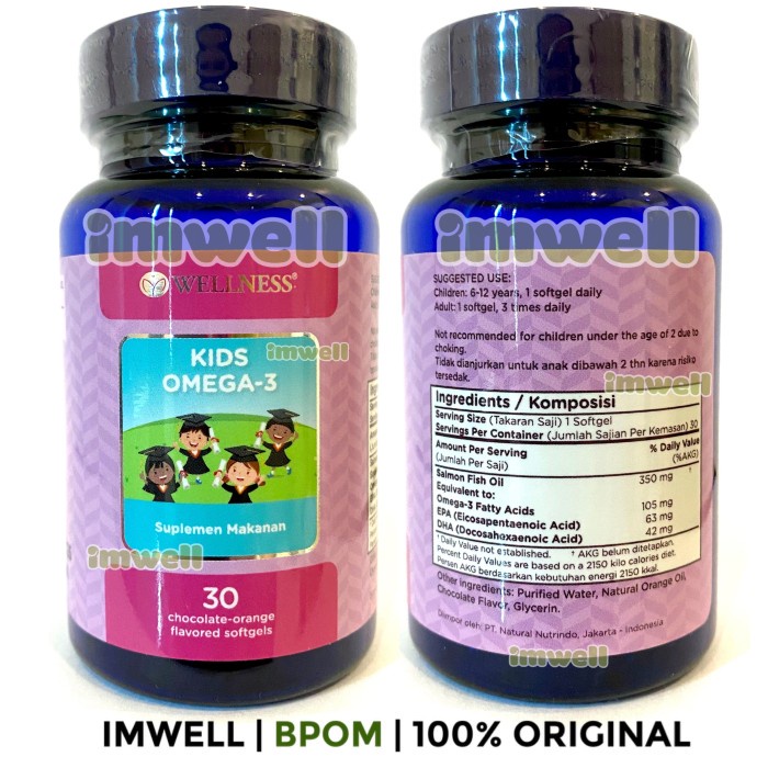 Jual Wellness Kids Omega 3 (30) Salmon Fish Oil Epa Dha Vitamin Otak ...