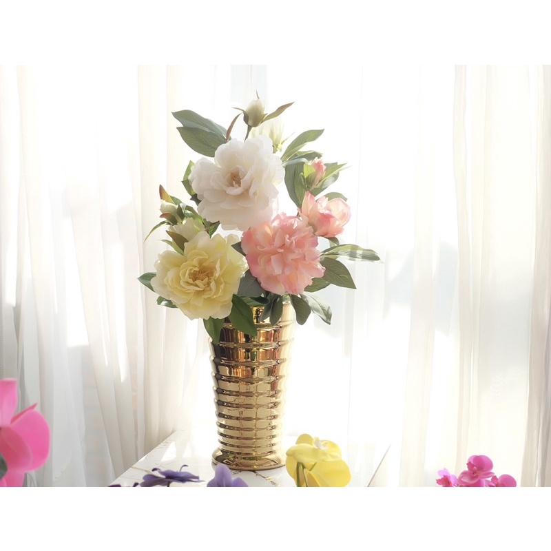 Jual Full Set Vas Bunga Keramik Tehran & Rangkaian Peony Premium Jumbo ...