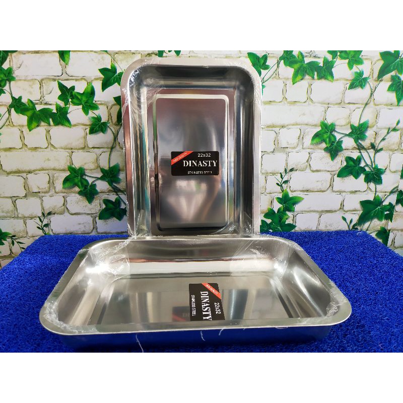 Jual SET (ISI 4 PCS) BAKI NAMPAN STAINLES 32x22x5 LOYANG LENGSER KOTAK ...