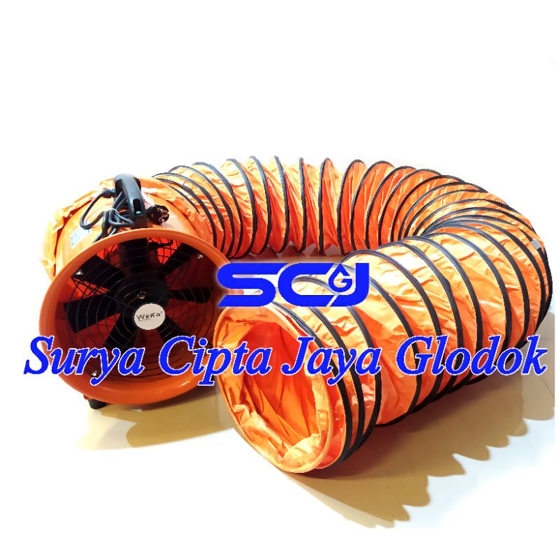 Jual Kipas blower portable ventilator blower 12 inch Axial fan weka plus flexible duct 5 meter ...