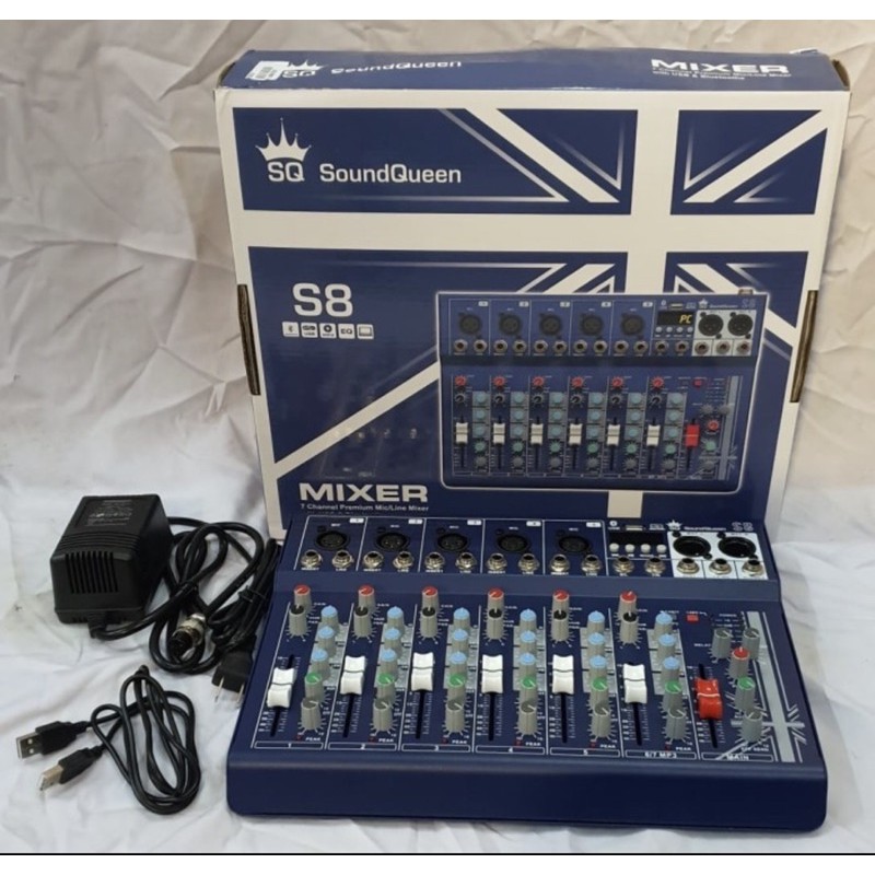 Jual Mixer soundqueen SQ S8 original S 8 5 channel mono 2 stereo PC ...
