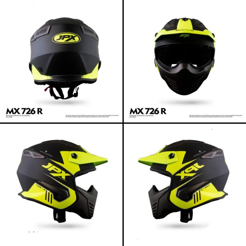 Jual HELM JPX MX 726 R BLACK DOF / YELLOW | Shopee Indonesia