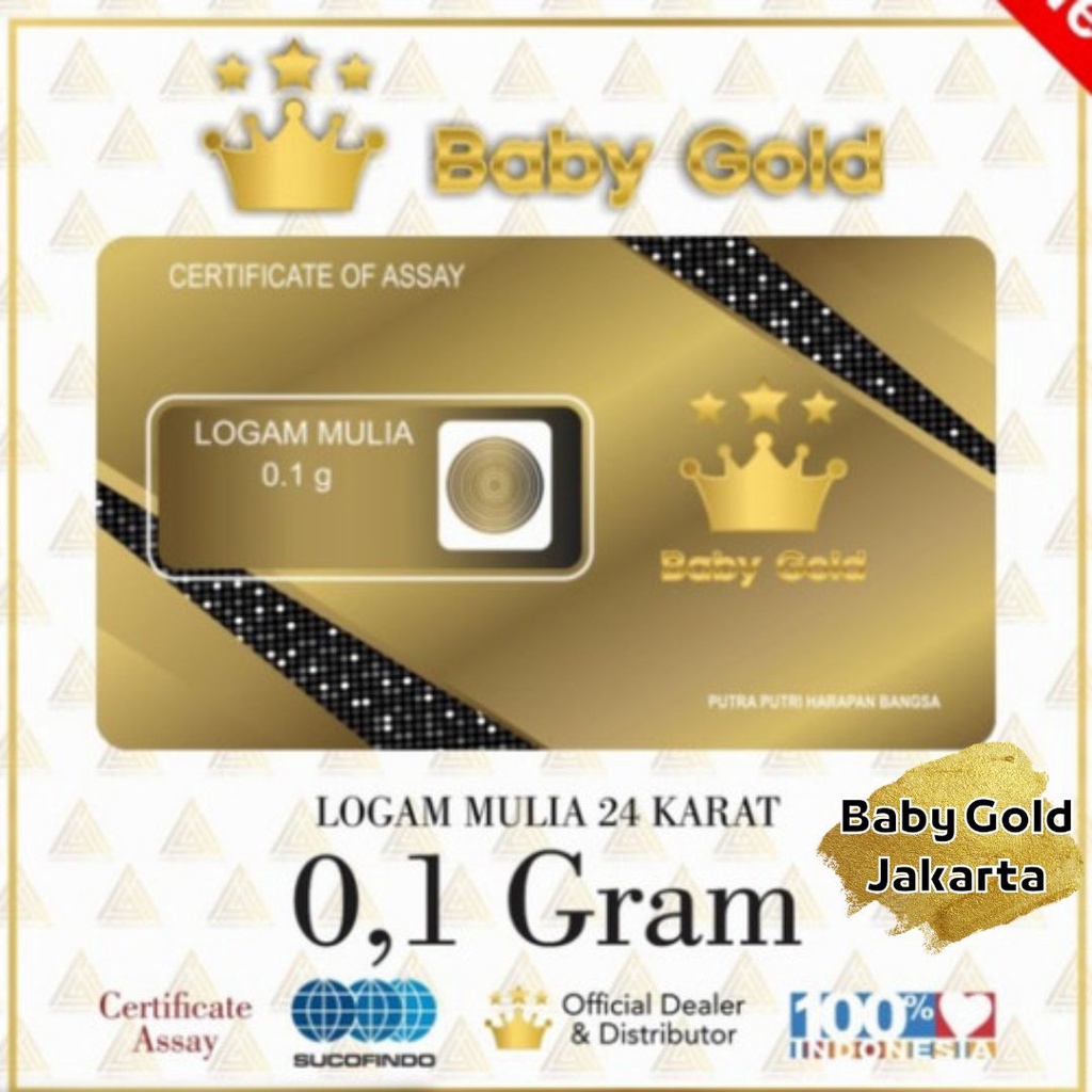 Jual Baby Gold Emas Mini 0,1 gram Logam Mulia 24 Karat 0.1gr BabyGold ...