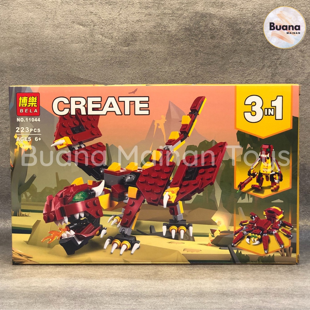 Jual BRICK BELA CREATE 3 IN 1 MODEL 11044 DRAGON NAGA KING KONG SPIDER ...