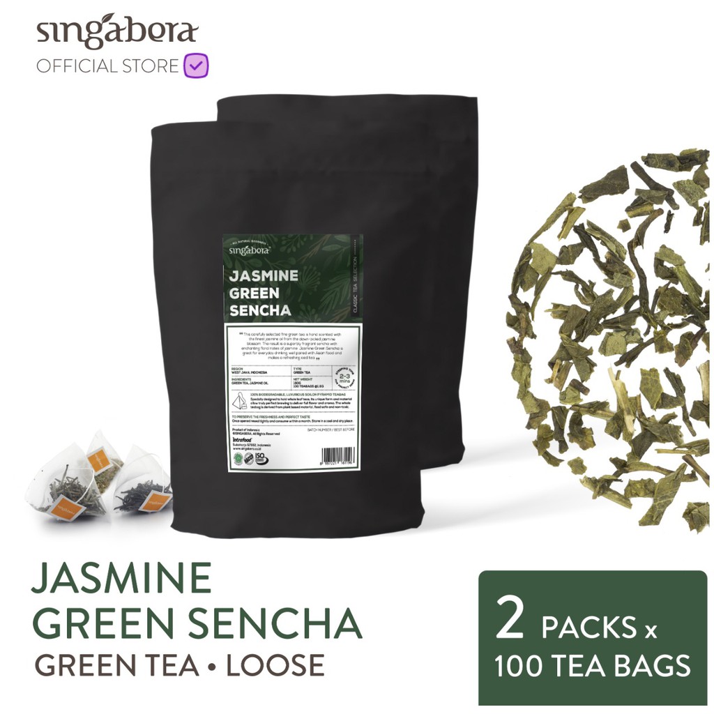 Jual Singabera Jasmine Green Sencha - Green Tea (2 pouch @ 100 teabag ...