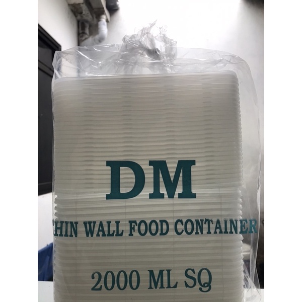 Jual Thinwall Dm 2000ml Square Food Container Box Per 10pcs Shopee